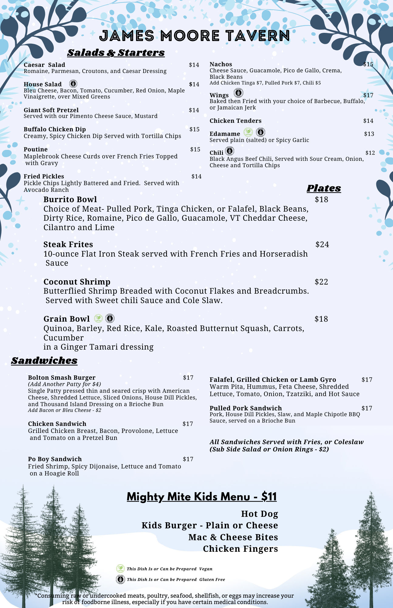 James Moore Tavern: Food & Drink Menus - Bolton Valley