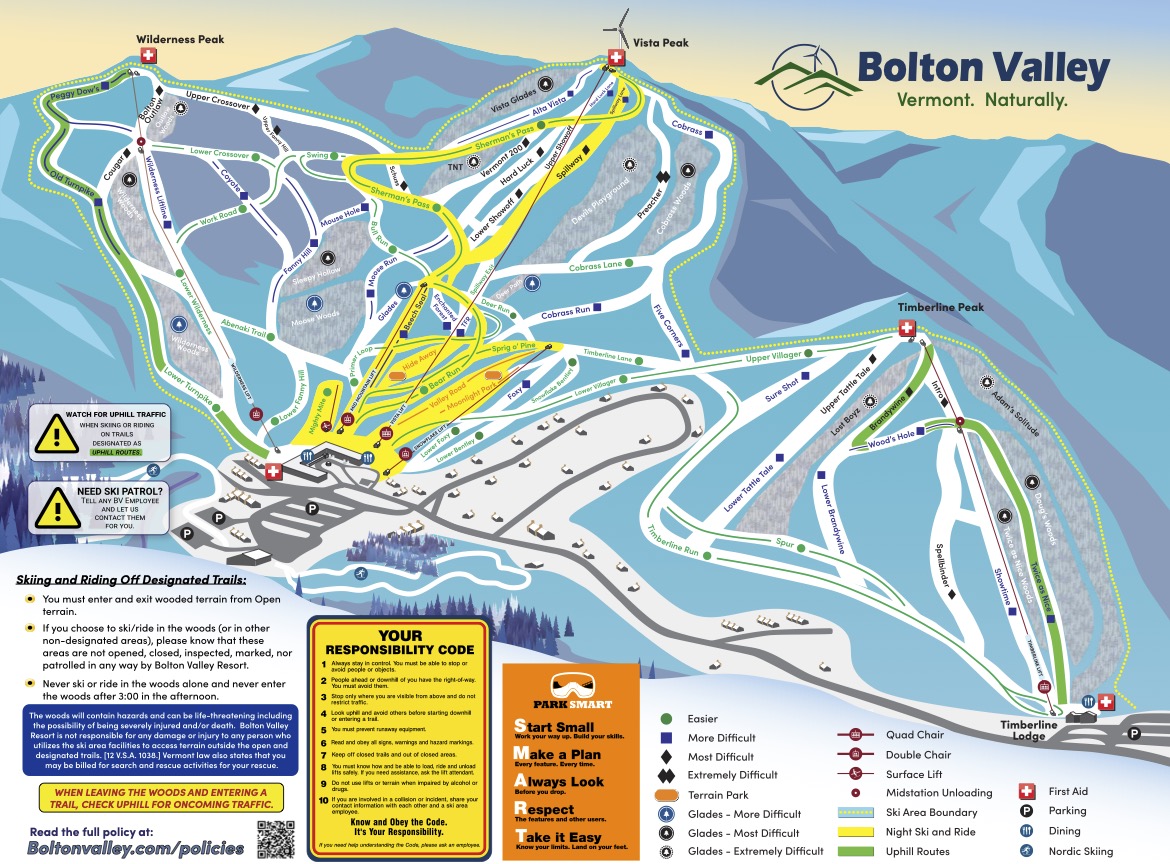 Trail Maps - Alpine & Nordic Terrain - Bolton Valley, Vermont